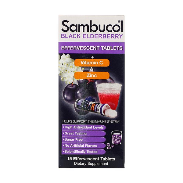 Sambucol, Black Elderberry, Effervescent Tablets, 15 Effervescent Tabl ...