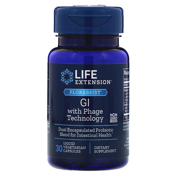 Life Extension, FLORASSIST GI with Phage Technology, 30 Liquid Vegetar ...