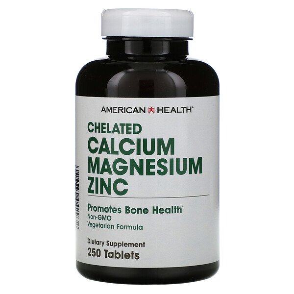American Health, Chelated Calcium Magnesium Zinc, 250 Tablets – ME·MORI