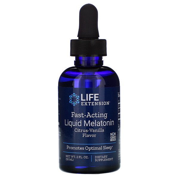 Life Extension, Fast-Acting Liquid Melatonin, Citrus-Vanilla Flavor, 2 ...